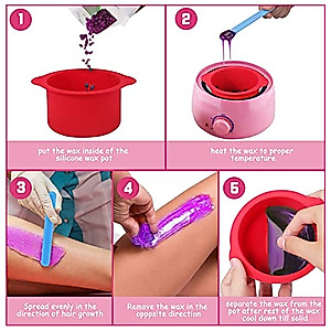 Mity rain 2pcs Silicone Wax Warmer Liner, Non-Stick Wax Pot Silicone Bowl Replacement, Reuse Wax Melt Warmer Liner With 2pcs Silicone Spatulas For Hair Removal(Blue+Red)