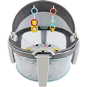 Fisher-Price Portable Bassinet and Travel-Play Area with Baby Toys, Indoor and Outdoor Use, On-the-Go Baby Dome, Windmill