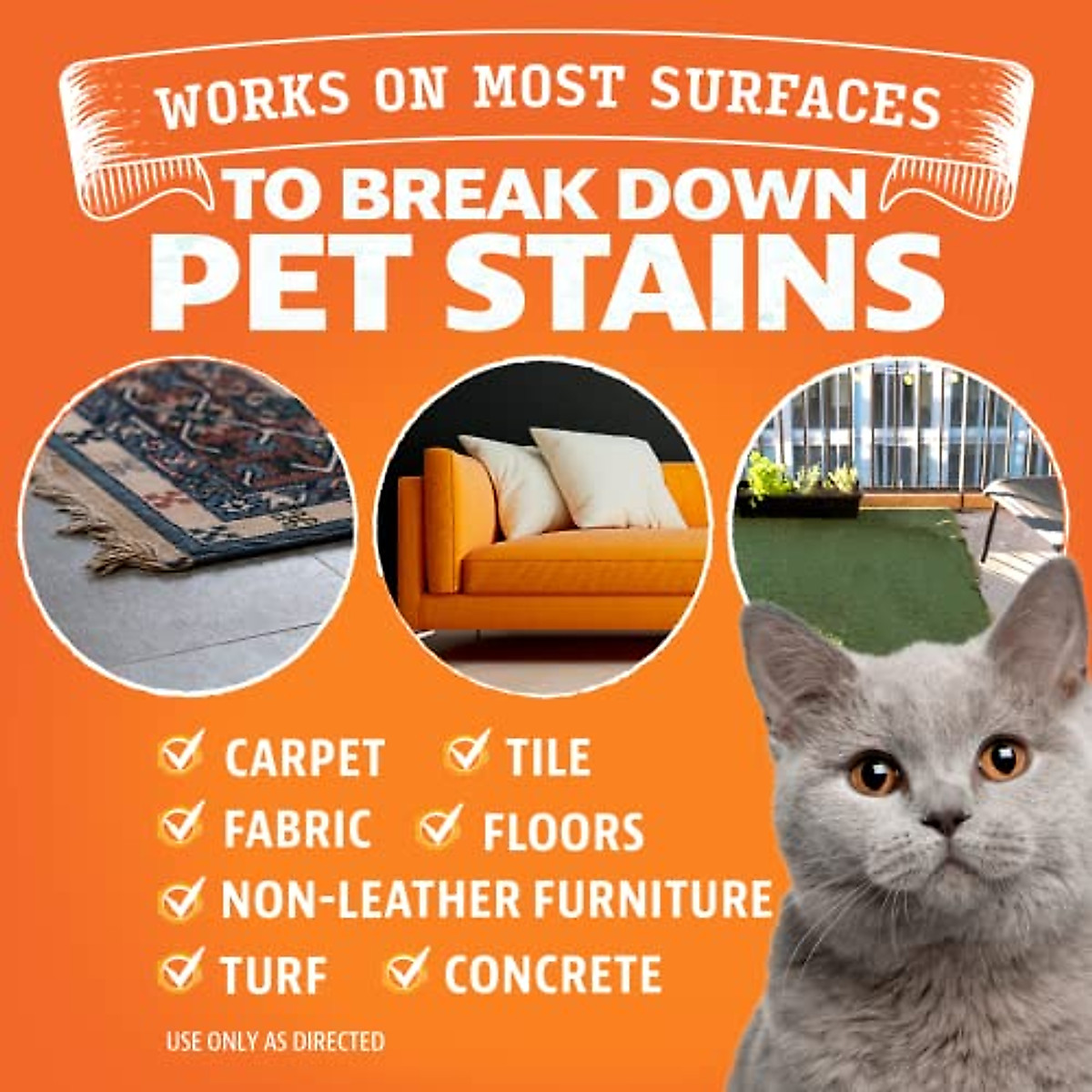 ANGRY ORANGE Cat Urine Odor Eliminator & Stain Remover - Stain Cleaner for Pets, Cat-friendly Fresh Scent Urine Deodorizing Spray and Enzyme Cleaner for Home Use