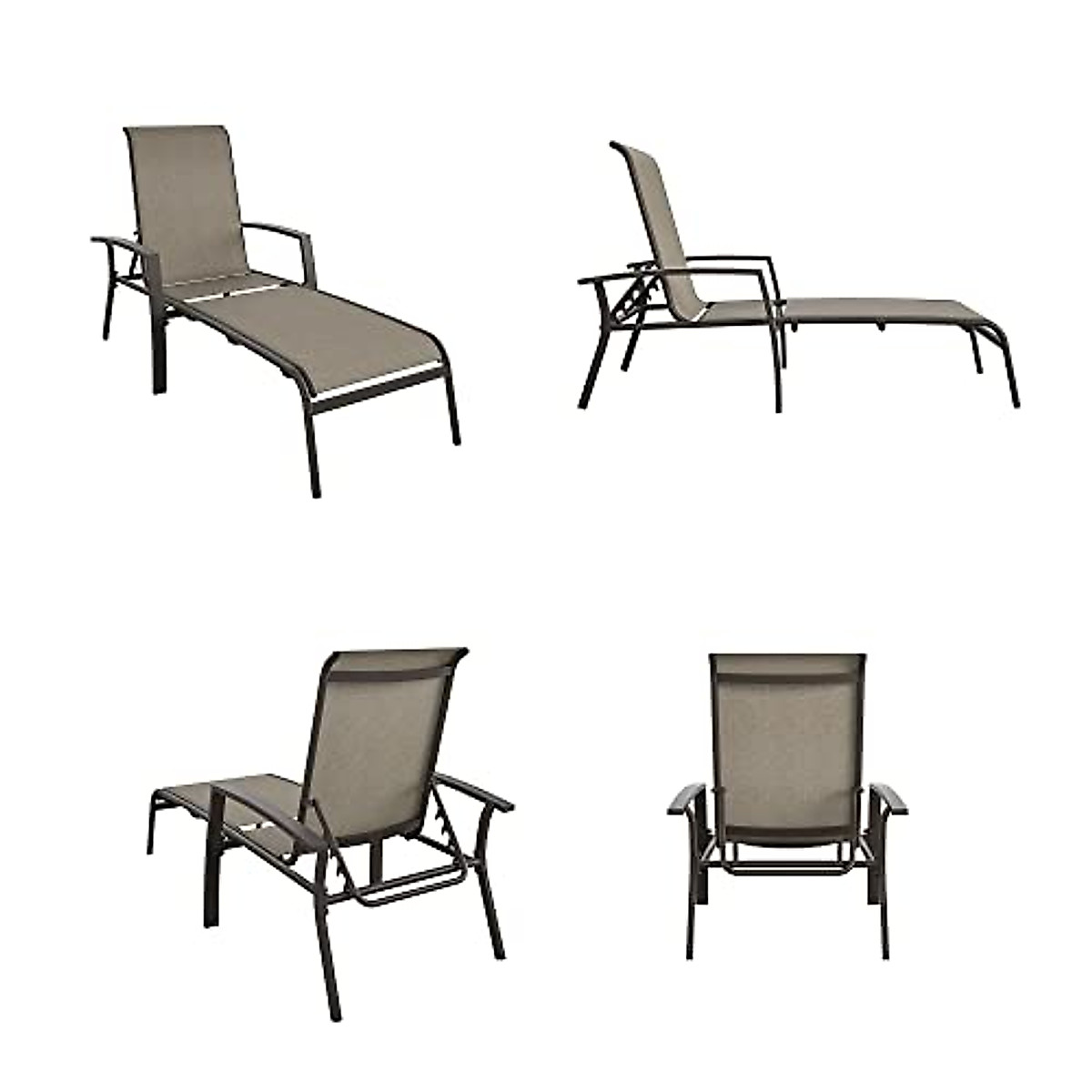 Cosco Outdoor Chaise Lounge Chair, Adjustable, 2 Pack, Dark Brown