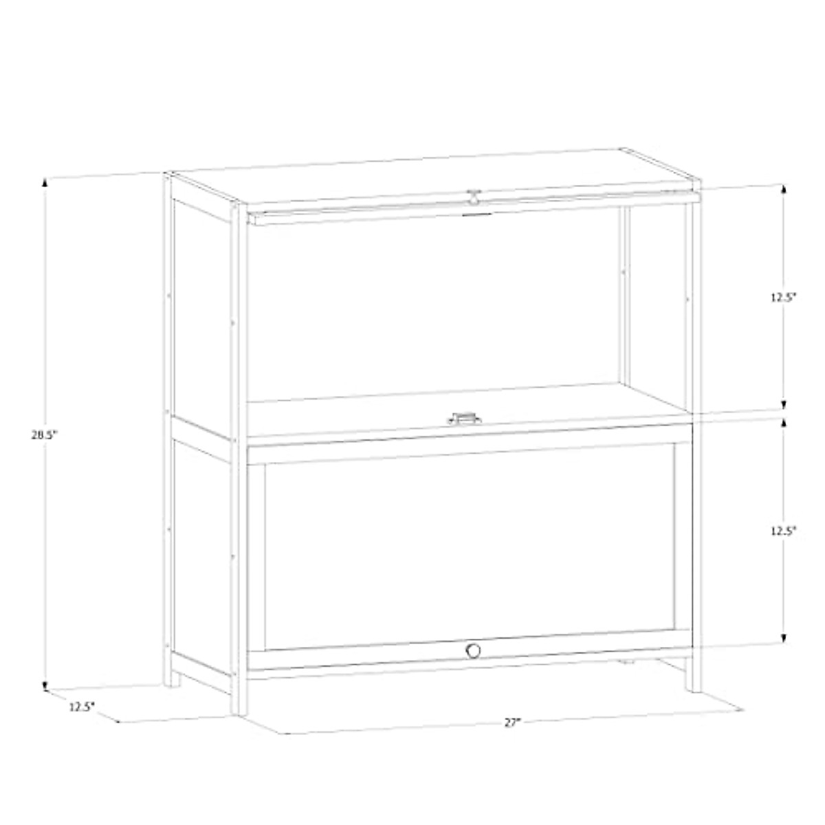 MoNiBloom Bamboo 2 Tier Bookcase with Flip Doors Free Standing Book Shelf Storage Organizer Save Space for Living Room, Office, Bathroom, Kitchen, Brown