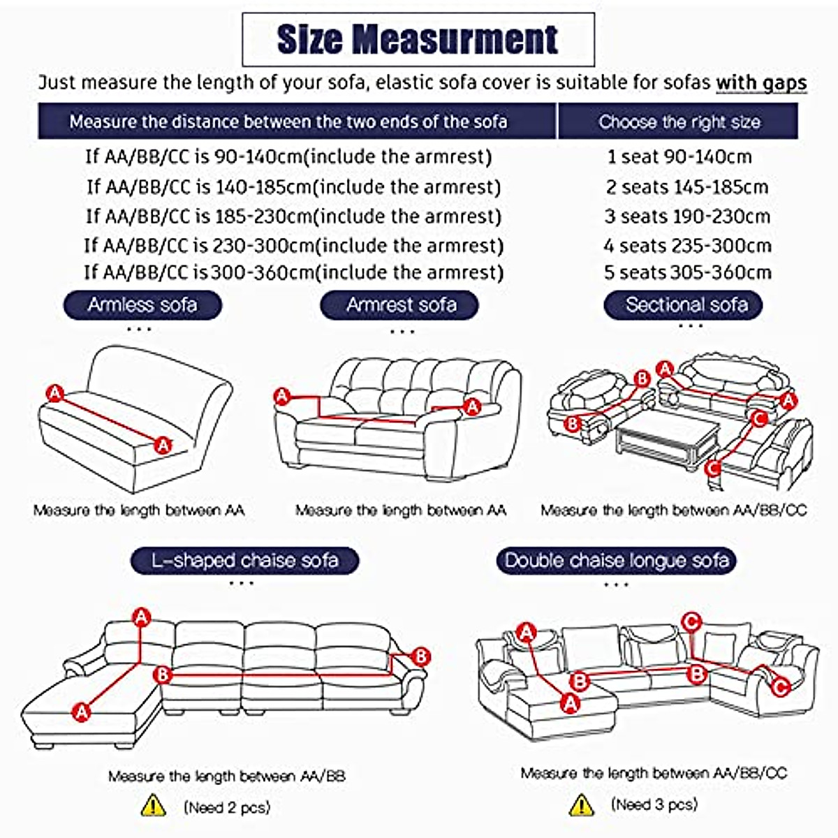 OQOPO Stretch Sectional Sofa Cover Thick 1 2 3 4 5 Seater Sofa Cover Set,Pet Sofa Covers for L Shaped Furniture,Couch Covers for Dogs Recliner Sofas,Blue a,4 Seater+4 Seater