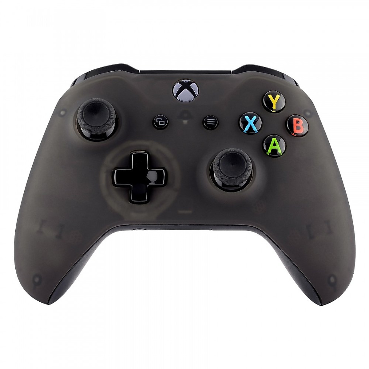 eXtremeRate Foggy Clear Black Faceplate Cover for Xbox One Wireless Controller (Model 1708), Custom Replacement Front Housing Shell for Xbox One S & Xbox One X Controller - Controller NOT Included