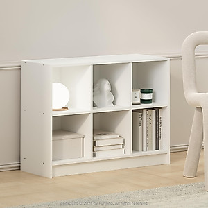 Furinno Basic 3x2 Cube Organizer Shelf Storage, Bookcase, White