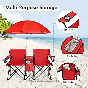 ReunionG Folding Camping Chairs, 60D x 20.5W x 35H Inch, Red