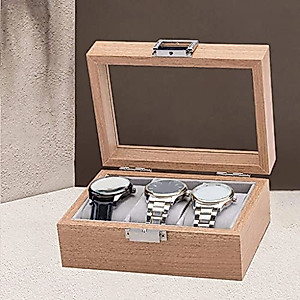 LHLLHL 3 Slot Wooden Watch Display Cabinet Box And Lock Storage Rack Storage Box For Men And Women