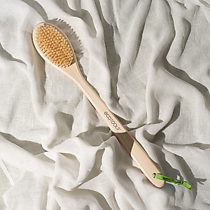 EcoTools Bristle Bath Brush, Soft but Stiff Shower Bristles, Long Bamboo Handle, Gently Exfoliating for Back & Body, Stimulates Blood Circulation, Eco-Friendly, 1 Count