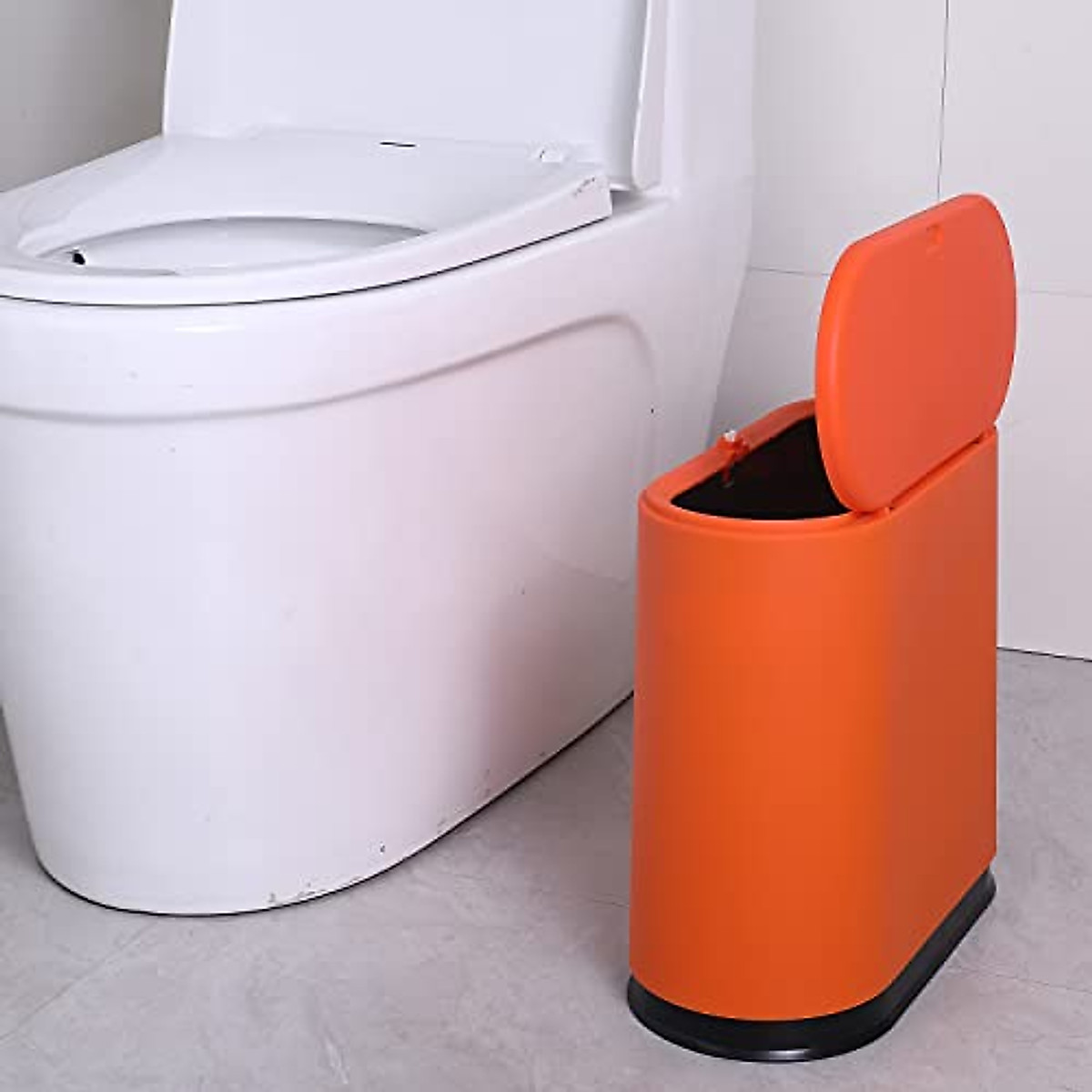 Sooyee 2.4 Gallon Slim Smart Trash Can, Orange, Plastic