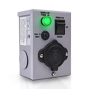 MICTUNING 15 Amp 125V Generator Transfer Switch, Power Inlet Box, Waterproof Manual Transfer Switch with Circuit Breaker for Generator Indoor and Outdoor