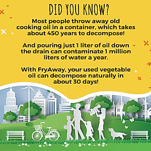 FryAway Pan Fry Waste Cooking Oil Solidifier Powder, 100% Plant-Based Cooking Oil Disposal, 1 Packet per 2 Cups of Oil, (Includes 4 Packets to Solidify 8 Cups / 2 Liters / 0.5 Gallon of Oil Total)
