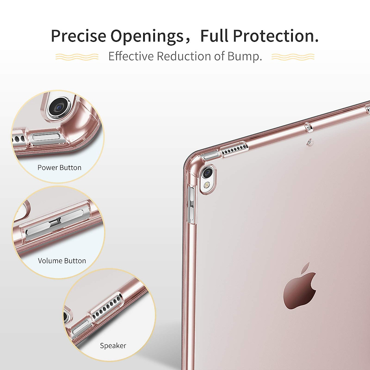 INFILAND Case Compatible with iPad Air 3rd Generation 2019 / iPad Pro 10.5 2017, Translucent Frosted Back Smart Cover Case with Pencil Holder,Rose Gold