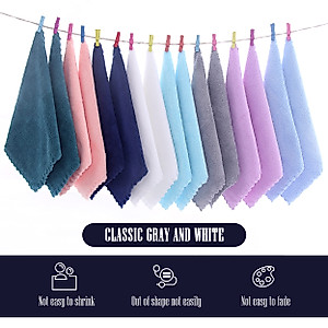 16 Count Premium Makeup Remover Cloths- Super Soft Not Wear Skin - 8×8 Inches - Highly Absorbent Microfiber Coral Velvet Fingertip Face Towels Washcloths for Hand and Make Up, Quick Dry- Multicolor