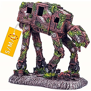 CREOMG Fish Tank Decorations, Multi Design Optional, Resin Aquarium Ornament, Creative Betta Fish Hide Cave for Aquarium Decorations Home Décor, Robot Dog, Wood House, Castle, Hobbit, Tonneau Or More