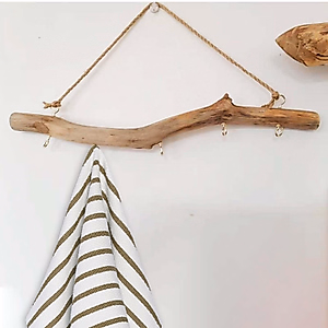 Gralara Wooden Hook Wall Mounted Driftwood Hook with Hooks Branch Hanger Rack for Small Item Key