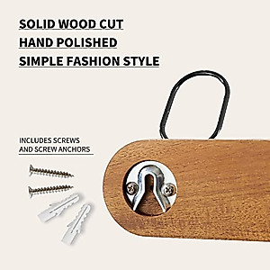 DRKUN Wood Coat Hook Wall Mounted Hooks for Hanging Clothes Rack with 8 Hooks, Double Round Hooks Black Stainless Steel Hanger for hat Towel Bedroom Bathroom