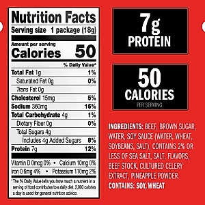 Jack Link's Beef Jerky, Teriyaki, Multipack Bags Flavorful Meat Snacks for Lunches, Ready to Eat Protein Snacks, Individual Packs - 7g of Protein, Made with 100% Beef 0.625 oz (Pack of 5)
