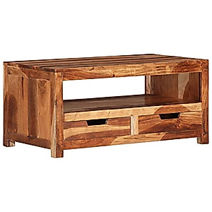 QJBSAVVA Coffee Table 33.1"x19.3"x15.7" Solid Wood Acacia,Entrance Table Tray Tables Center Table Low Table Suitable for Meeting Rooms, Reception Rooms, Offices
