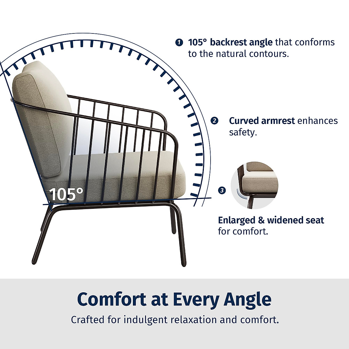 EAST OAK 4-Piece Plaza Patio Furniture Set, Outdoor Furniture with Thick Cushion Sofa and Coffee Table, Modern Patio Conversation Set for Garden, Backyard and Porch, Brown & Beige