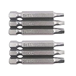 Fixinus 6 Pieces Square Screwdriver Bits, 1/4 inch Hex Shank S2 Steel Square SQ1 SQ2 SQ3 Drill Bits Magnetic Screwdriver Bit Set, 50mm Length