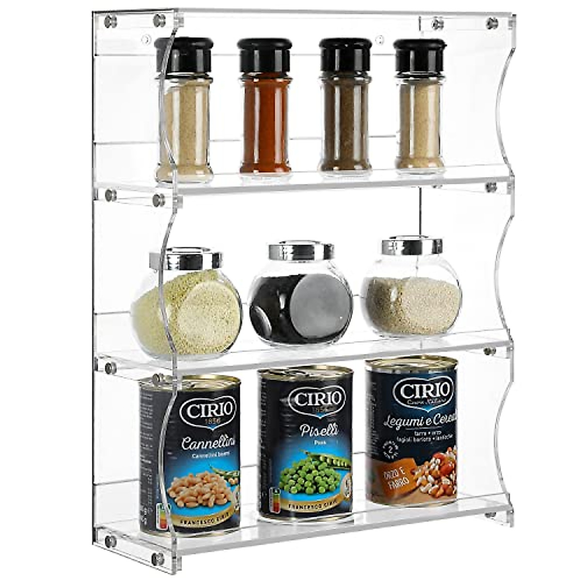 MyGift Clear Acrylic Shelves, Wall Mounted 3 Tier Floating Display Rack, Clear Hanging Shelves, Plastic Shelving