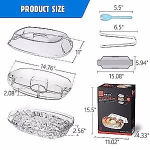 INNOVATIVE LIFE Fruit Trays for Serving for Party, 15 Inch Appetizer Serving Tray on Ice,Party Platters for Serving Food, Clear