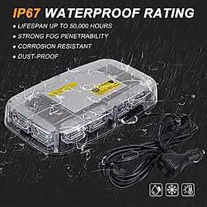 ASPL 48LED Roof Top Strobe Lights, High Visibility Emergency Safety Warning LED Mini Strobe Light bar with Magnetic Base for 12-24V Snow Plow, Trucks, Construction Vehicles (Green/White)