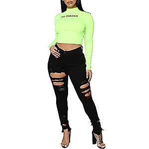 TodTan Women's Skinny Jeans Ripped Mid Rise Stretch Destroyed Denim Pants Jeans Black-b