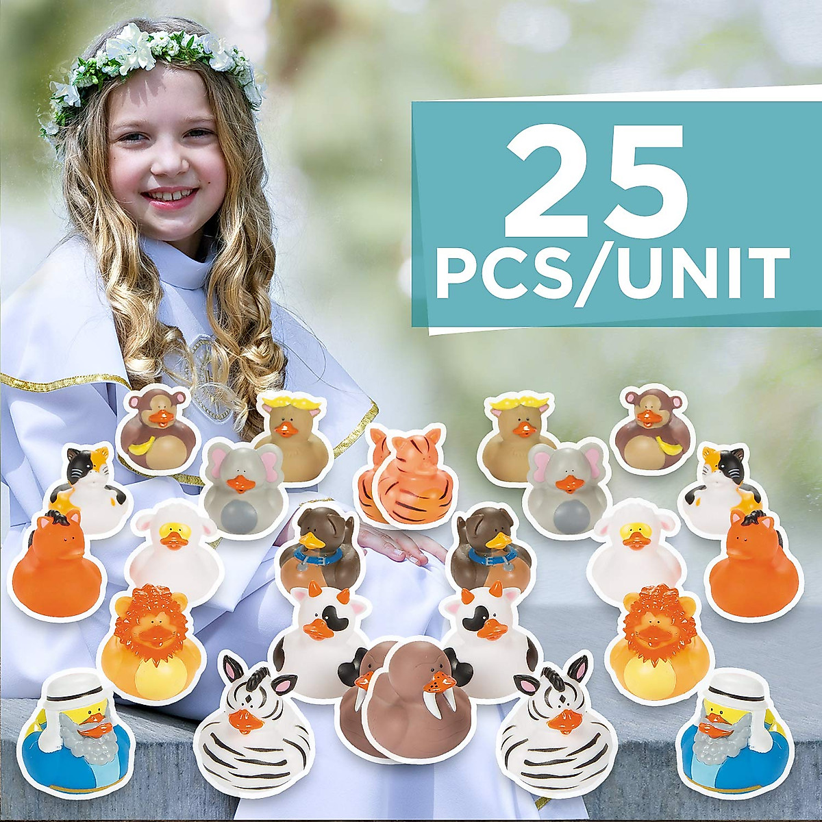 Fun Express Noah's Ark Rubber Duckies (Set of 21) Sunday School and VBS Supplies - VBS Vacation Bible School Supplies/Decor