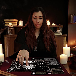 Pendulum Dowsing Divination Board Set Black Wooden Talking Board with Planchette Accessories for Teens Adults Birthday Party and Family Gatherings Games Supplies (Moth Style)