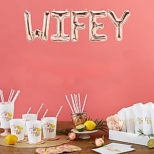 Wifey Balloons Rose Gold Bachelorette Party Banner Bride To Be/We are Engaged/Will You Marry Me/Bridal Shower/Just Married/Wife To Be/Wedding Themed Happy Anniversary Party Supplies Decorations