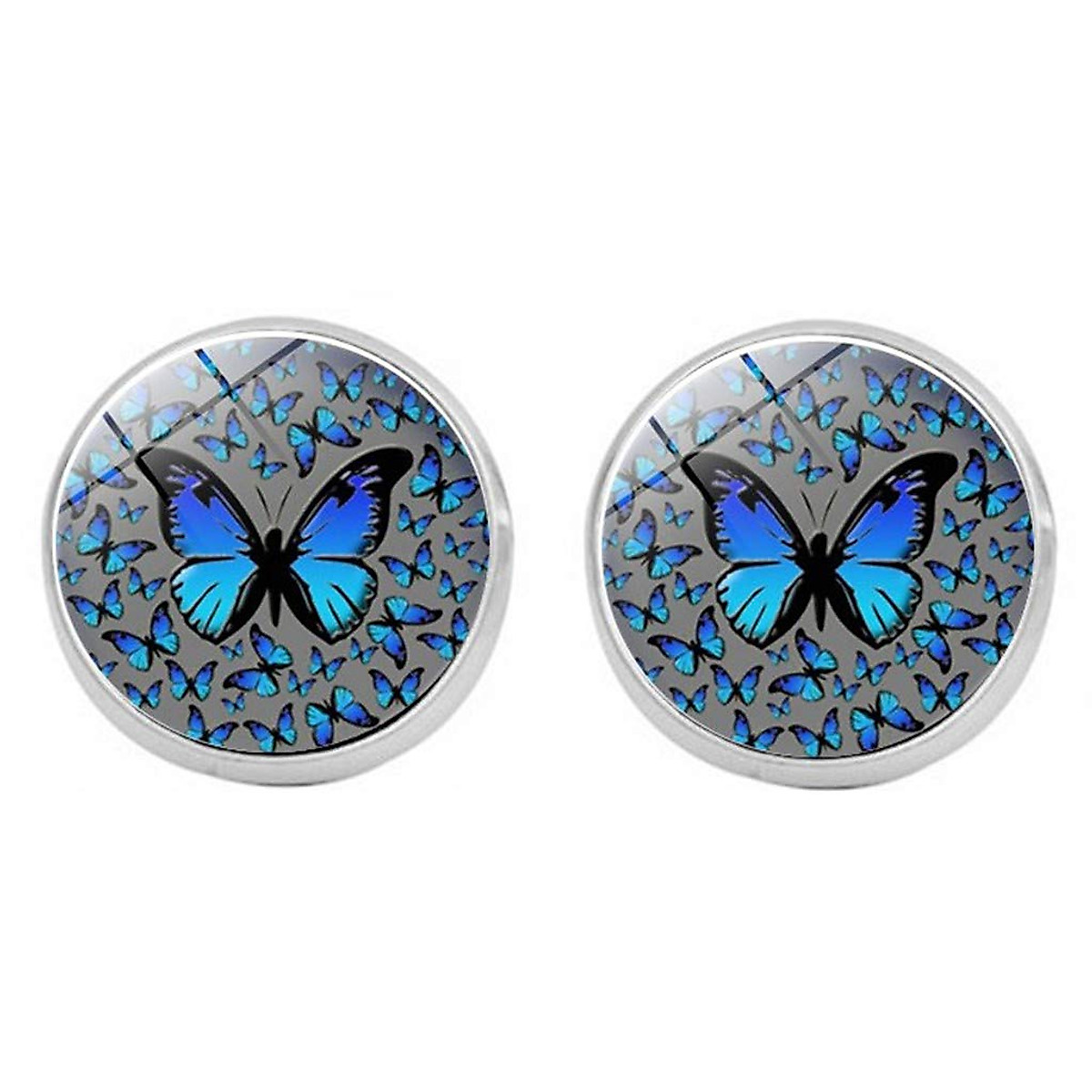 🍀 AIUSD Clearance 🍀, Vintage Metal Print Butterfly Set Necklace Bracelet Earrings Ladies Jewelry