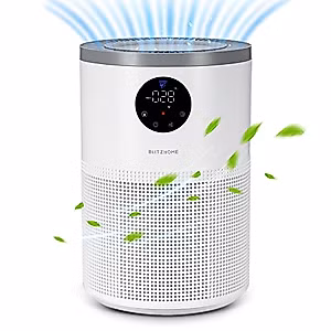 BLITZHOME Air Purifiers for Home, True H13 HEPA Filter, Air Cleaner Filter, Hands-free Voice Command,Pet hair，Cleans Spaces up to 1200 Ft, 360°Air Intake to remove 99.9% of Pet Allergies,Dust,Dander