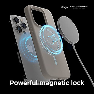 elago Magnetic Case Compatible with MagSafe iPhone 14 Pro Case MagSafe - Built-in Magnets, Liquid Silicone Case, Shockproof, Strong Magnet - 6.1 inch [Stone]