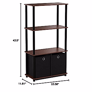Furinno NW889DC/BK Go Green 4-Tier Multipurpose Storage Rack w/Bins, Dark Cherry/Black