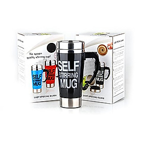 Mengshen Self Stirring Mug - Portable Lazy Auto Mixing Tea Coffee Cup Perfect For Office Home Outdoor Gift 450ml, A008A Black