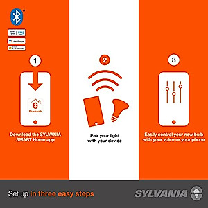 Sylvania Smart Bluetooth BR30 Full Color and Tunable White Light Bulb, 65W, Dimmable, for Alexa, Apple HomeKit and Google Assistant - 1 Pack (75628)