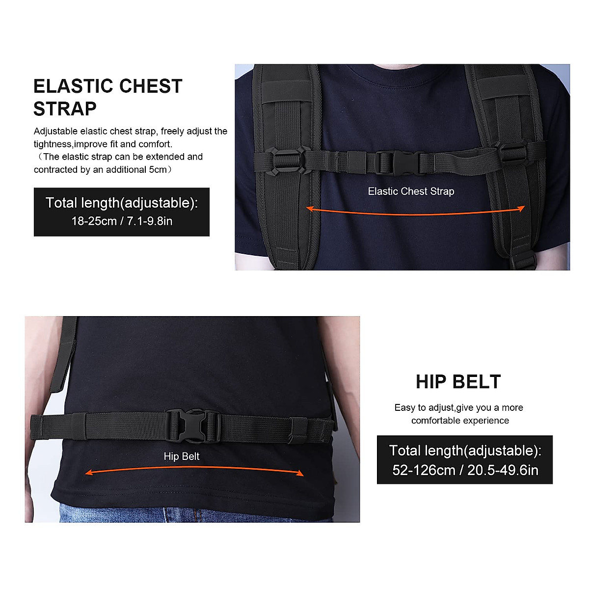 Mardingtop 25L Tactical Backpacks Molle Hiking daypacks for Camping Hiking Military Traveling Motorcycle Black