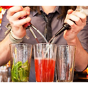 JQYXSS Stainless Steel Pourers, 4 Pcs Classic Bottle Pourers Tapered Spout with Rubber Caps, Wine Pour Liquor Dust Caps Covers, Wine Bottle Stopper, for Pours Liquid, Olive Oil, Wine, Vinegar