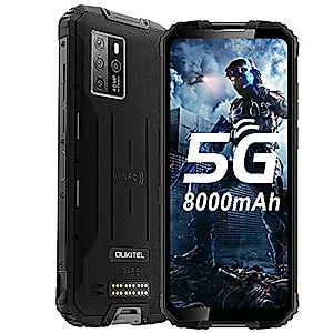 OUKITEL WP10 5G Rugged Smartphone Unlocked, 8000Mah Battery 18W Fast Charging, 6.67" FHD+ Screen, 8GB+128GB 48MP AI Quad Camera, Waterproof Shockproof, NFC/GPS Dual SIM, Android 10 Unlocked Phone