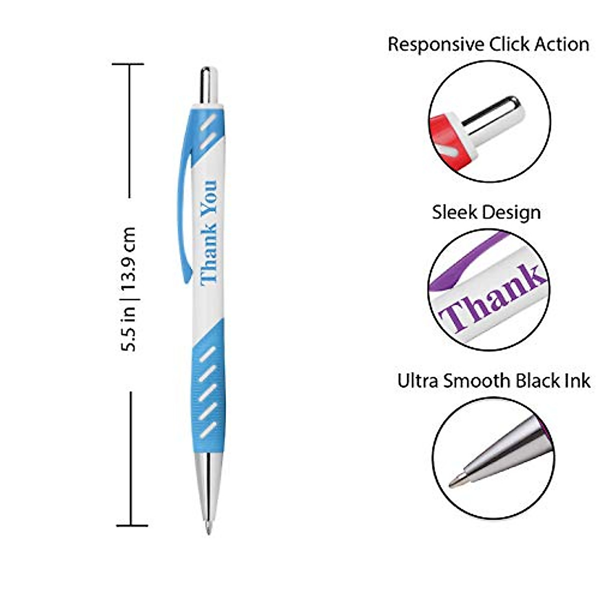 "Thank You" Gift Pens with gripper for Events, Parties, Employee Appreciation & More (25 Pack)