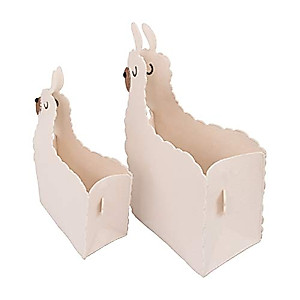 NoJo White Felt Llama Shaped 2Piece Nursery Storage Caddy Set, White, Tan