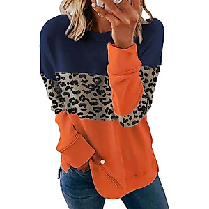 NEYOUQE burnt orange sweatshirts womens fall clothes for women 2024 trendy tops for women crew neck tunic fitted sweater womens basics workout shirt thermal cotton tunic tops long sleeve undershirts S
