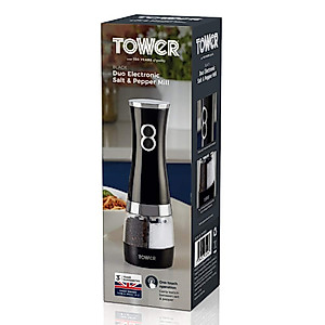 Tower Duo Electric Salt/Pepper Mill, Black