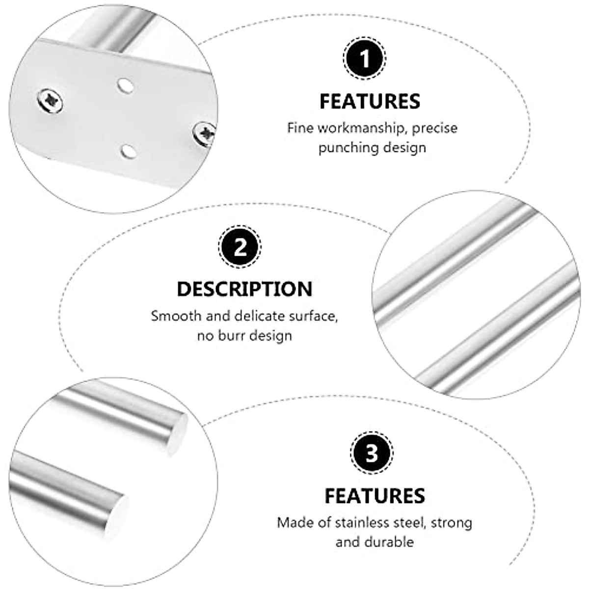 ICOBES Multipurpose Cloth Rod Nail Metal Hangers Metal Clothes Hanger Kitchen Towel Storage Rack Stainless Steel Roll Paper Shelf Wall Mounted Rack Shelf Holders Pegs Metal Coat Hanger Towel Bar/Silve