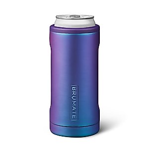 BrüMate Hopsulator Slim Can Cooler Insulated for 12oz Slim Cans | Skinny Can Insulated Stainless Steel Drink Holder for Hard Seltzer, Beer, Soda, and Energy Drinks (Dark Aura)