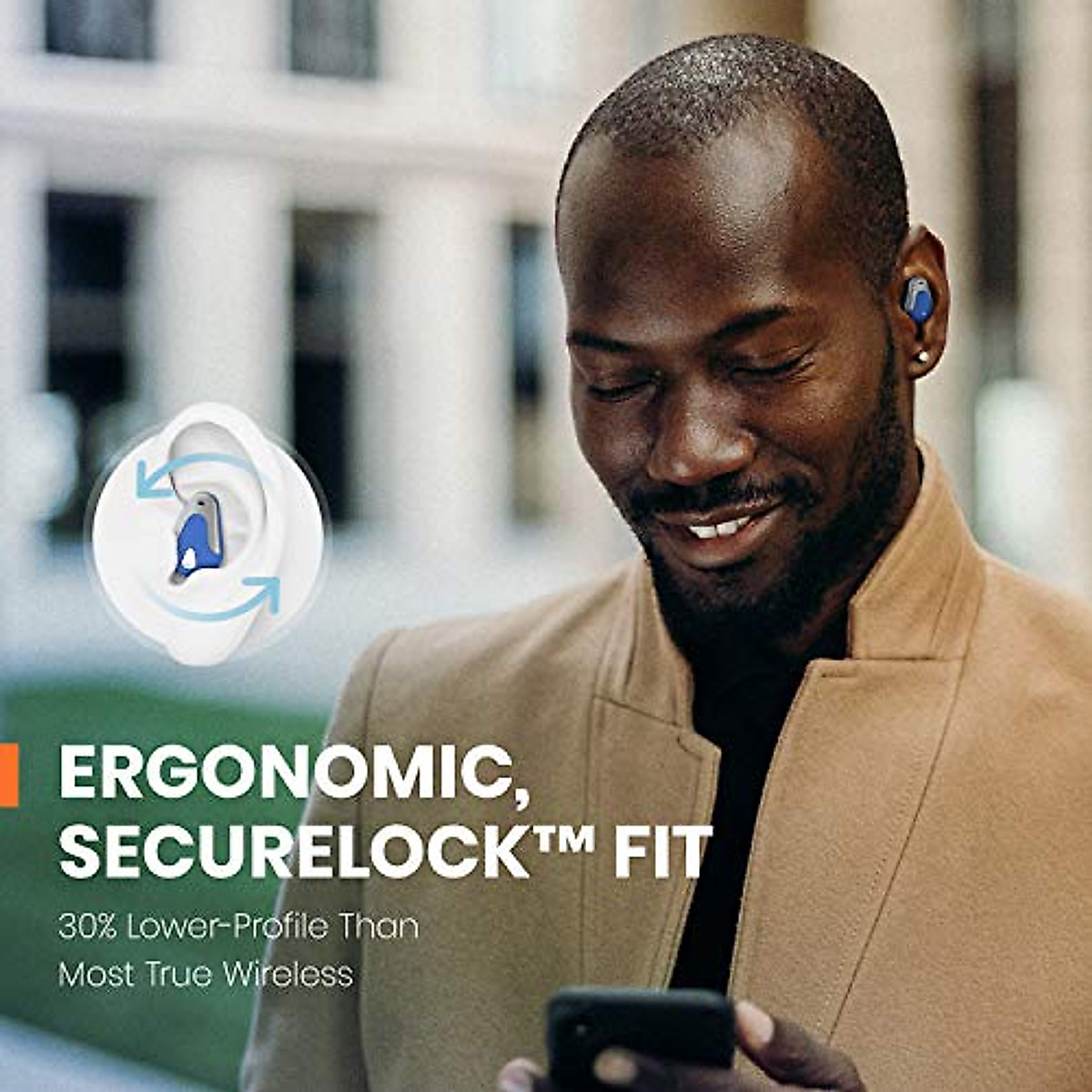 Helix True Wireless Earbuds, Bluetooth 5.0 Headphones, HD Audio with Unrivaled Bass, SecureLock Fit, Auto-Pairing, Hands Free Calling, Blue