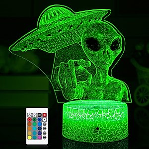 UFO Alien Night Light Lamp -16 LED Colors Changing &Remote Control-Nightlights for Kids Room Alien Decor for Boys Room- UFO Lamp for Kids Boy Girl Halloween Christmas Birthday Party Gifts