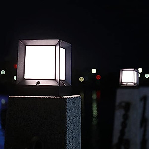 JSBDPHW Modern Minimalist E27 Pillar Lamp Outdoor Courtyard Fence Column Light Acrylic Lampshade Villa Gate Waterproof Post Light Lawn Road Lighting Landscape Light