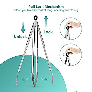 Grill Tongs, 17 Inch Extra Long Kitchen Tongs, Premium Stainless Steel Tongs for Cooking, Grilling, Barbecue/BBQ, Buffet (17” 1PC)