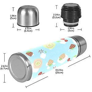 Stainless Steel Leather Vacuum Insulated Mug Flowers Thermos Water Bottle for Hot and Cold Drinks Kids Adults 16 Oz